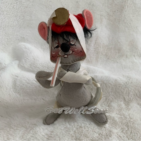 Annalee | Toys | Vintage Annalee Get Well Soon Grey Mouse Doll Bandage ...